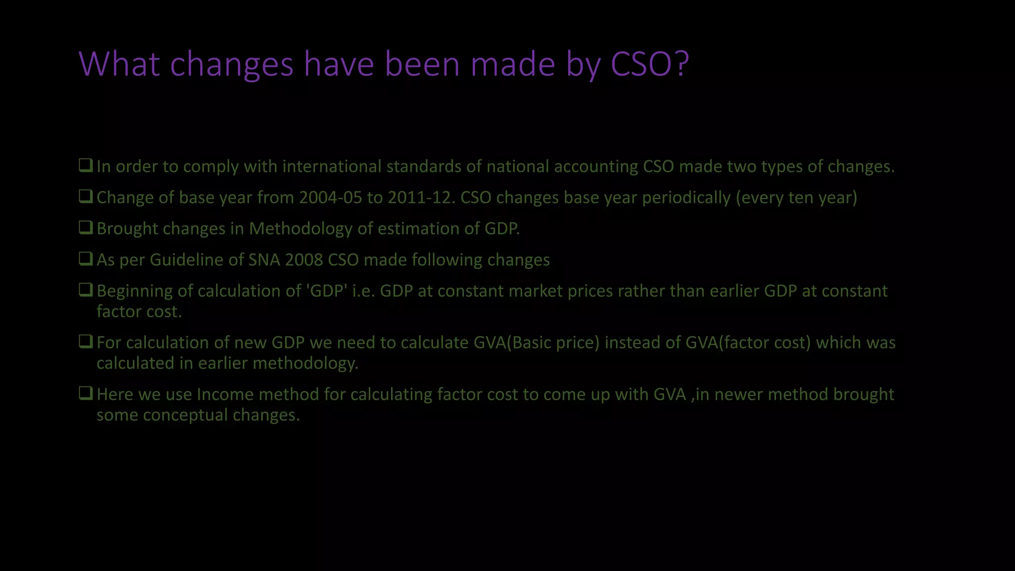 Changed pattern in GDP calculation in India | PPTX