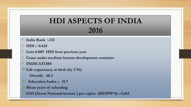 Human Development Index (HDI) Vs.(GDP) Gross Domestic Product | PPTX