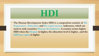 Human Development Index (HDI) Vs.(GDP) Gross Domestic Product | PPTX