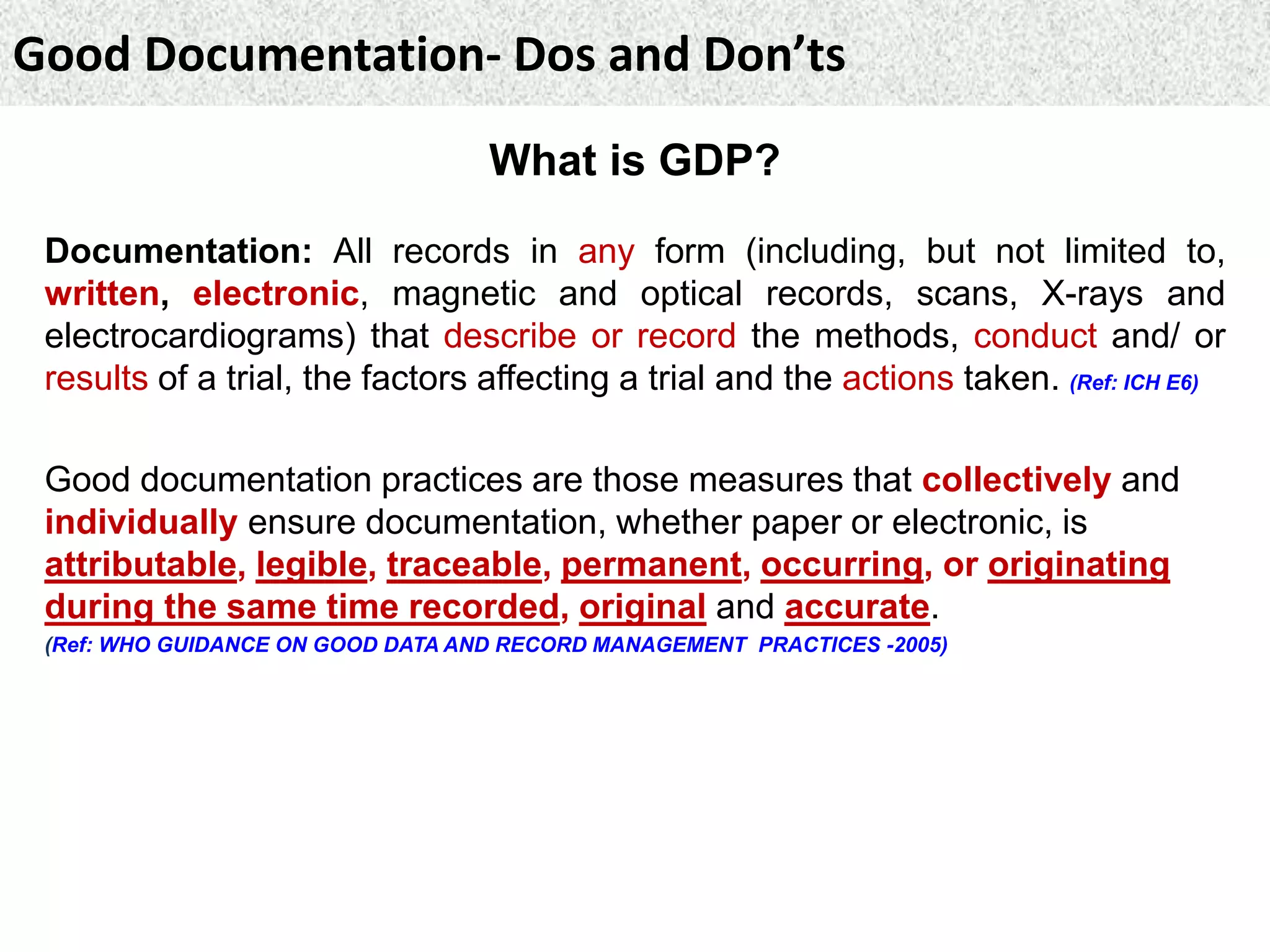 Good Documentation Practices -Do's and Don'ts- (GCP) | PPTX