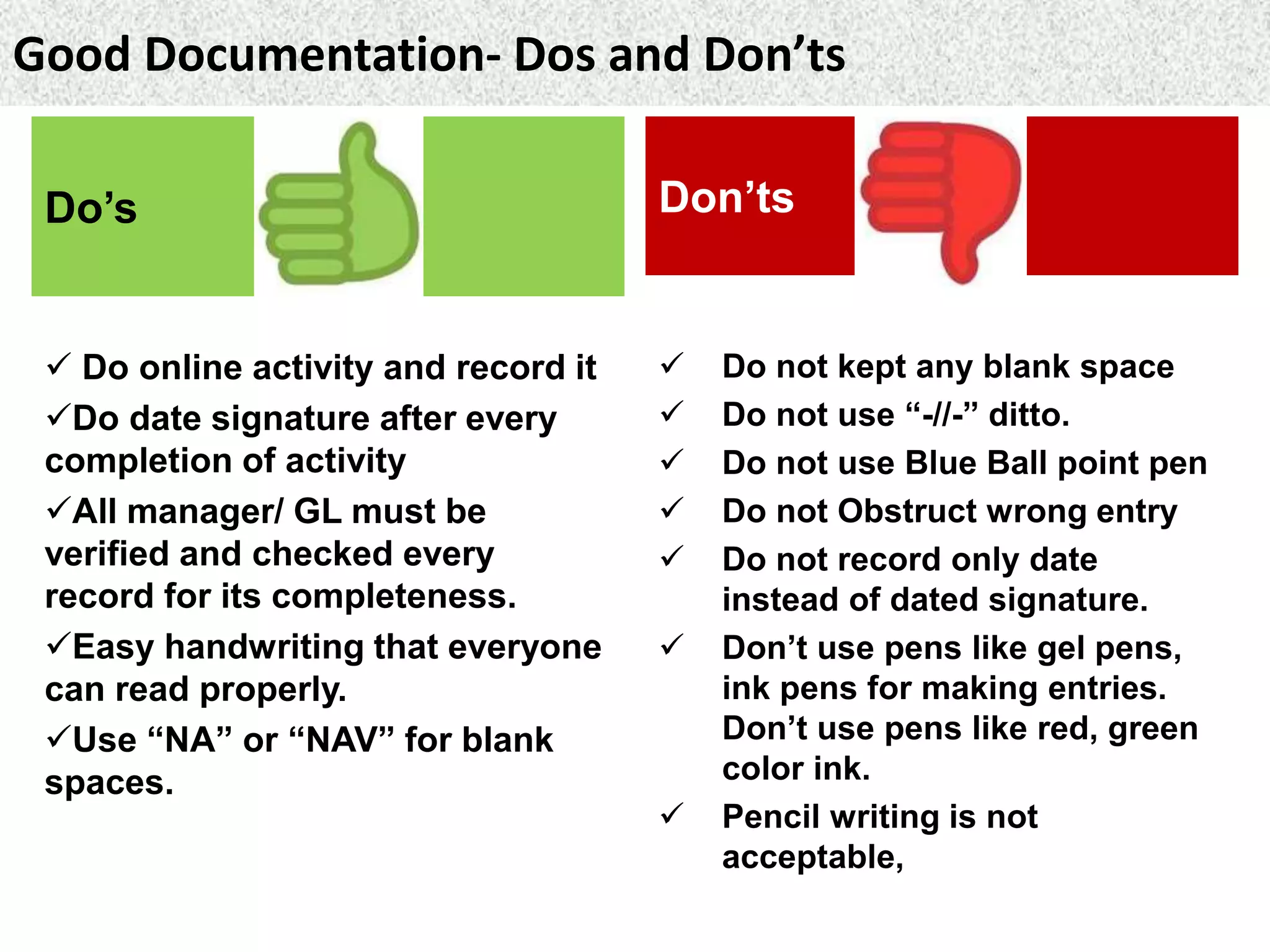 Good Documentation Practices -Do's and Don'ts- (GCP) | PPTX