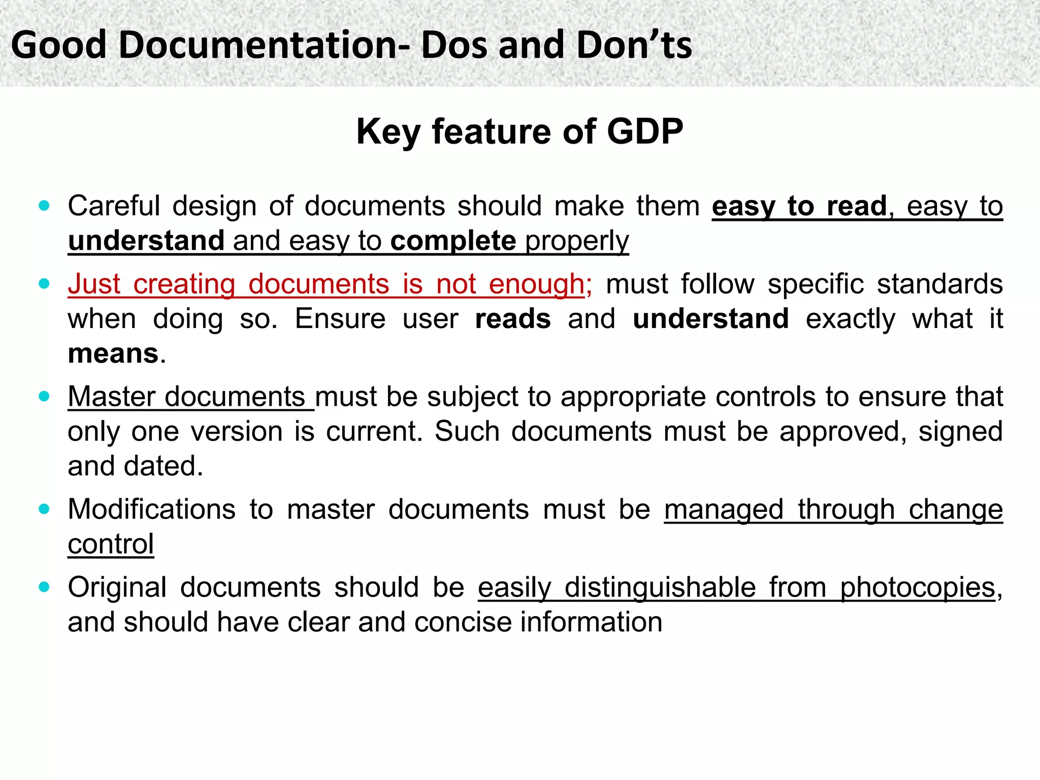 Good Documentation Practices -Do's and Don'ts- (GCP) | PPTX