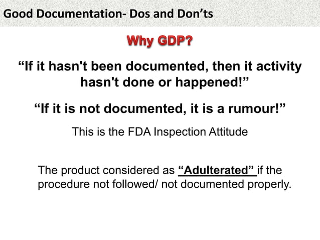 Good Documentation Practices -Do's and Don'ts- (GCP) | PPTX | Desktop Publishing | Computer ...