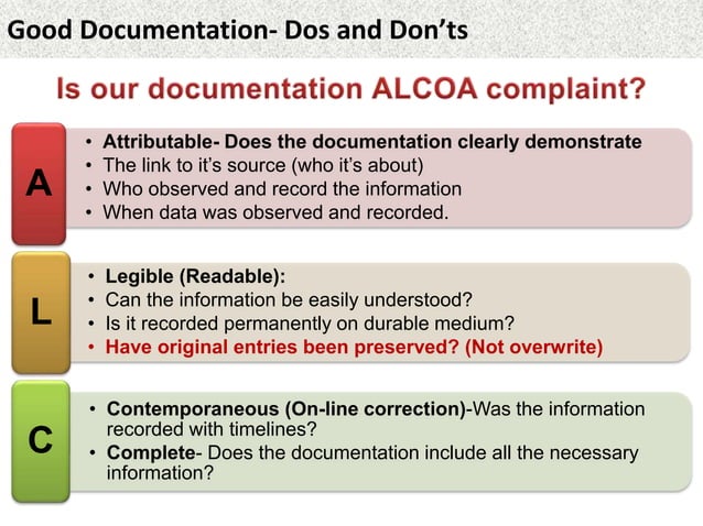 Good Documentation Practices -Do's and Don'ts- (GCP) | PPTX | Desktop Publishing | Computer ...