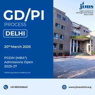 GDPI Process is scheduled for 20th March 2025 at JIMS, Rohini, Sector 5 ...