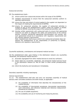 Good Distribution Practices For Medical Devices | PDF