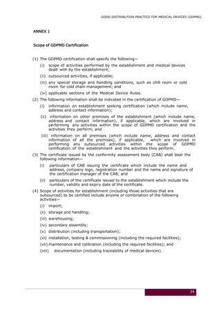 Good Distribution Practices For Medical Devices | PDF