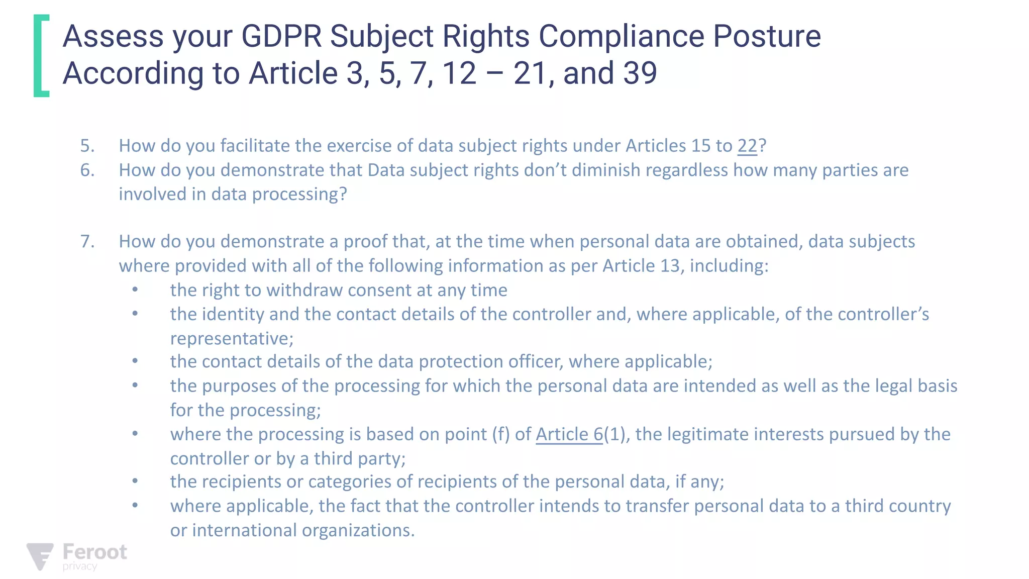 How to Manage GDPR Access Requests. GDPR DSAR SAR DSR Framework from Feroot | PPT
