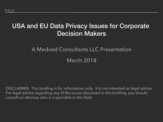 Gdpr and usa data privacy issues | PPT