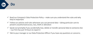 GDPR General Awarness for employees and personal data types | PPTX