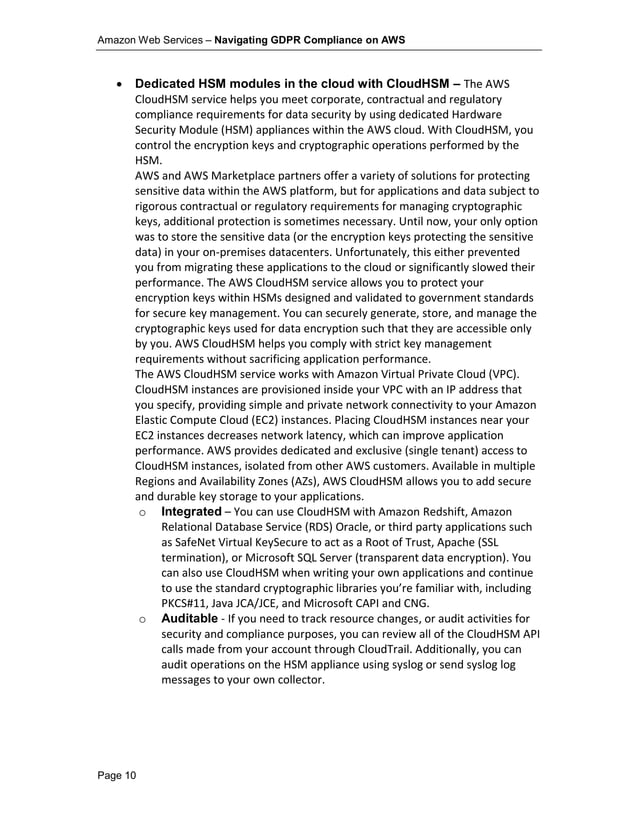 Gdpr compliance on_aws | PDF