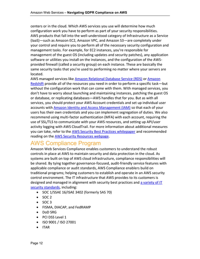 Gdpr compliance on_aws | PDF