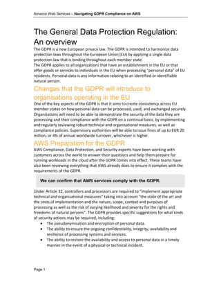 Gdpr compliance on_aws | PDF