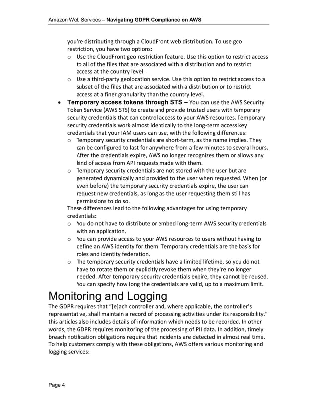 Gdpr compliance on_aws | PDF