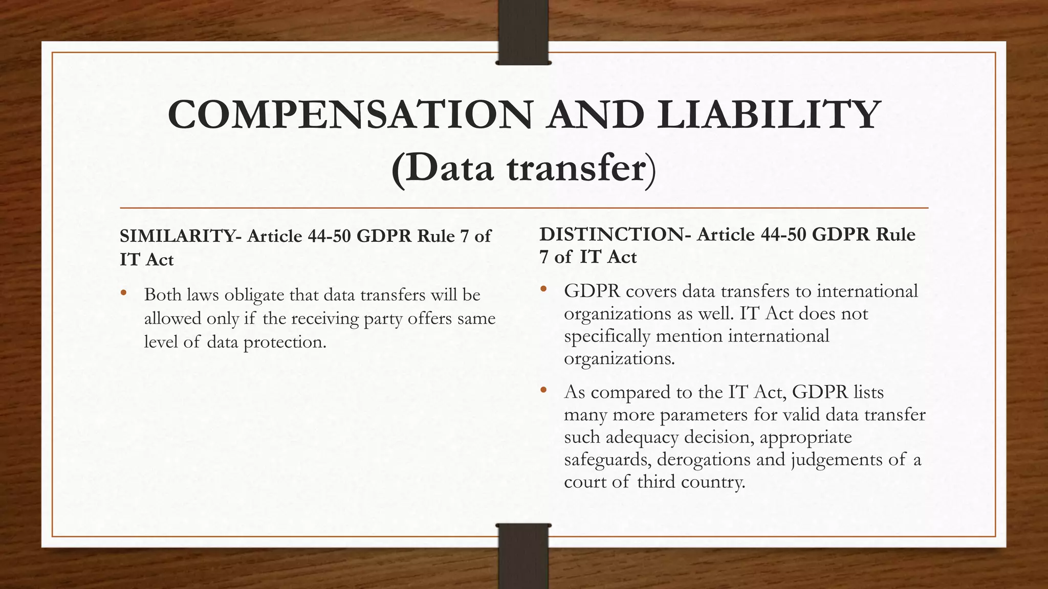 GDPR, DATA PROTECTION IN INDIA, IT ACT, 2000 | PPTX