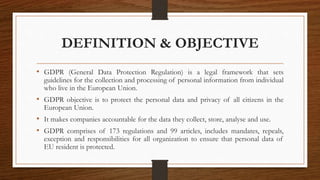 GDPR, DATA PROTECTION IN INDIA, IT ACT, 2000 | PPTX