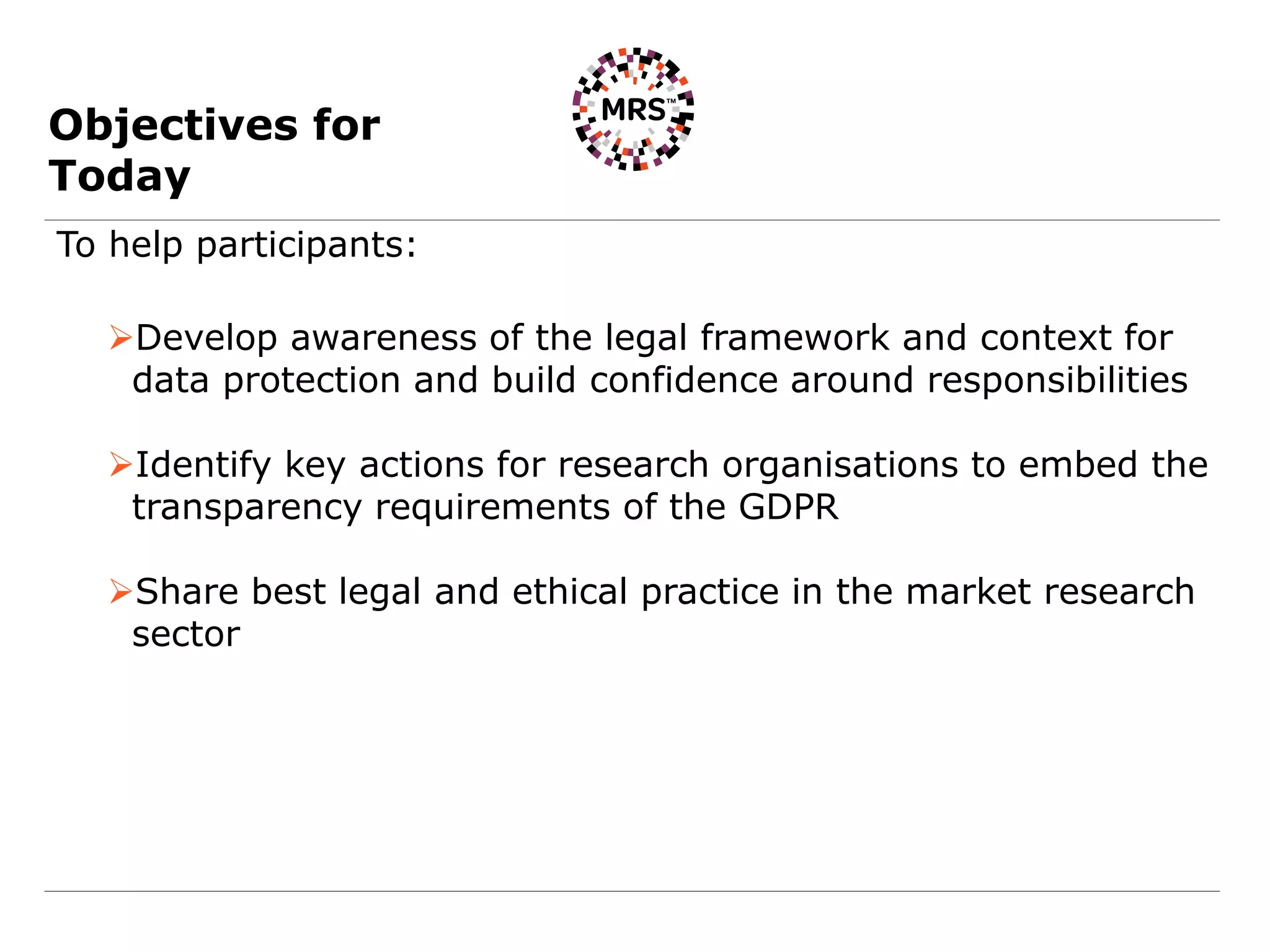 GDPR master class - transparent research projects | PPT