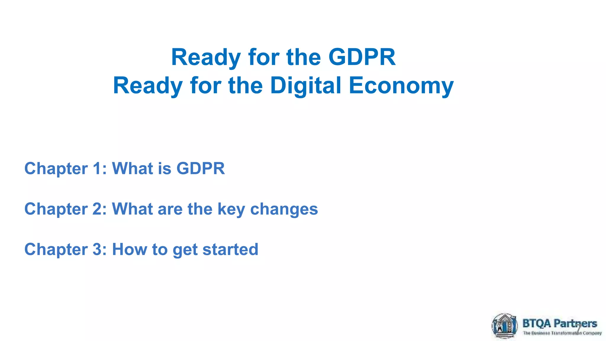 Ready for the GDPR, Ready for the Digital Economy | PPT