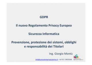 GDPR e sicurezza infoirmatica | PPT