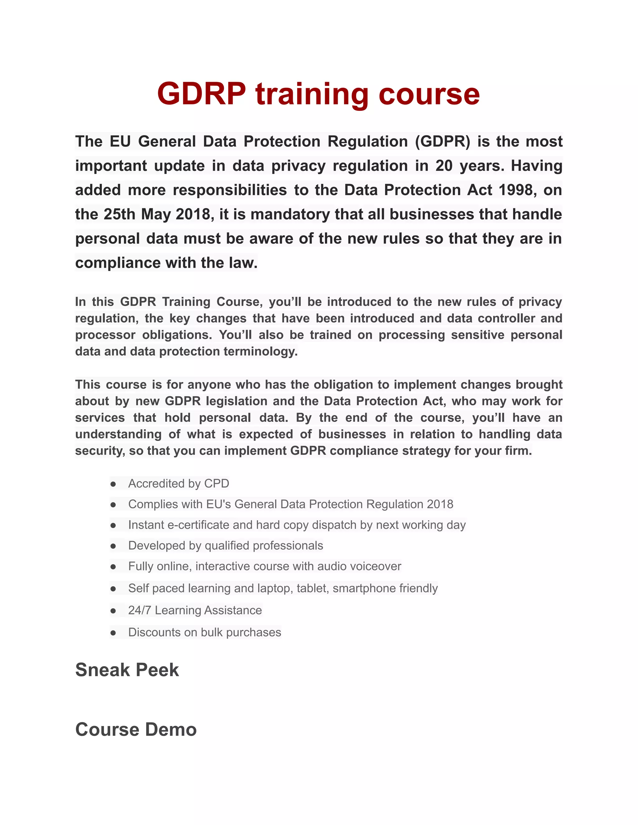 Gdrp training course | PDF