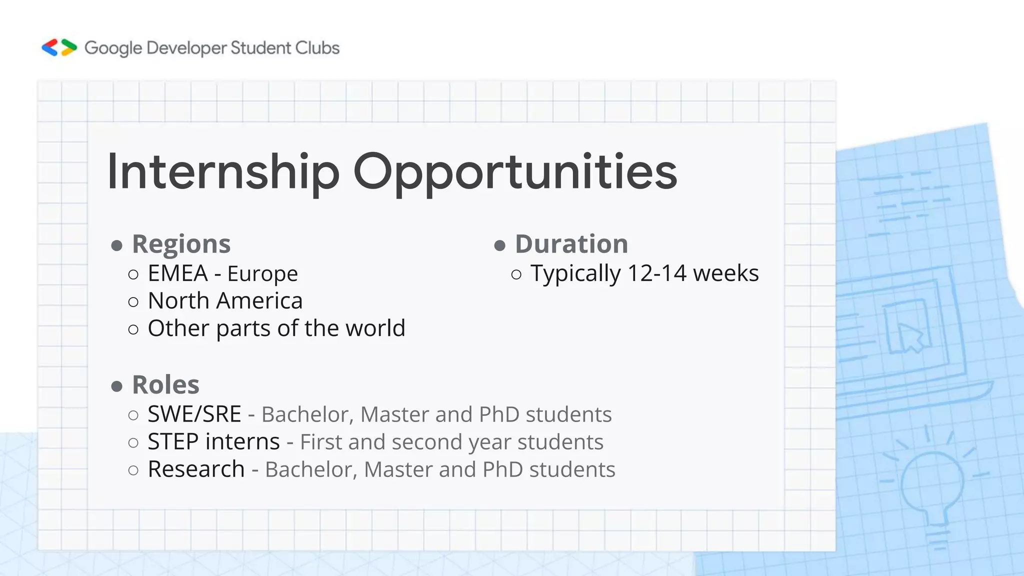 GDSC - Google Internship Experience | PPT