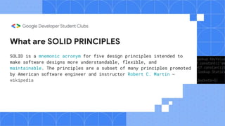 GDSC - SOLID Principles session.pptx | Programming Languages | Computing