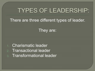 Types of leadership and concept of power | PPT