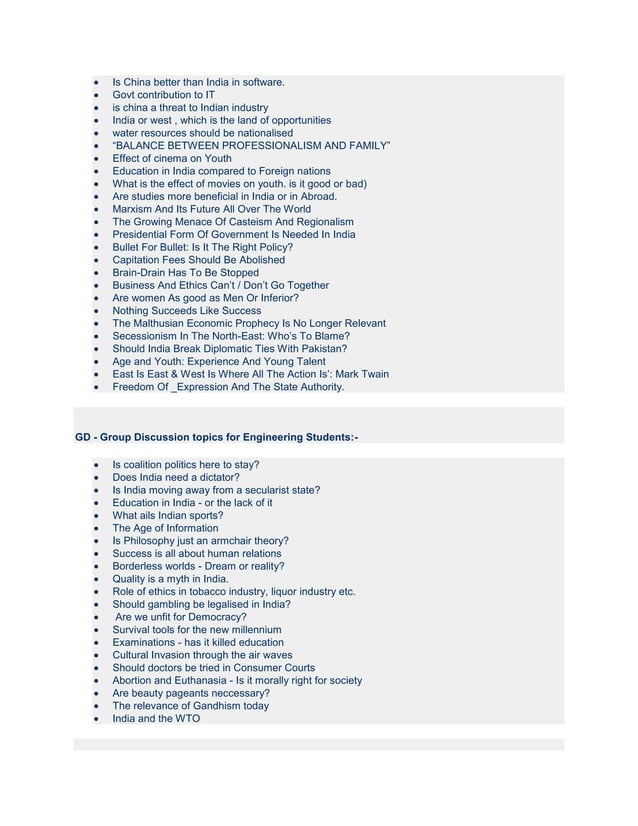 Gd topics for engg students | DOCX