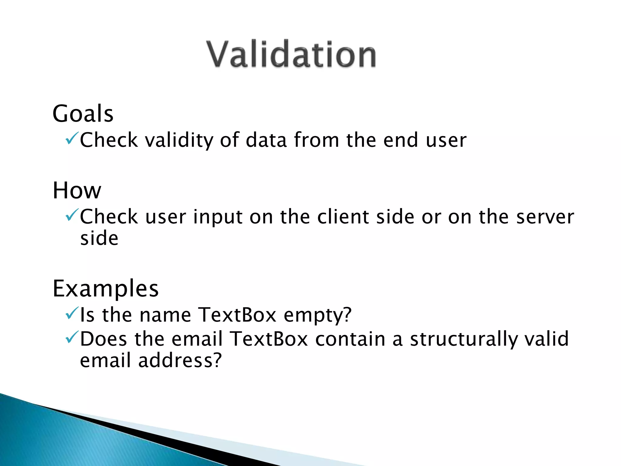 Asp.NET Validation controls | PPTX | Web Design and HTML | Internet