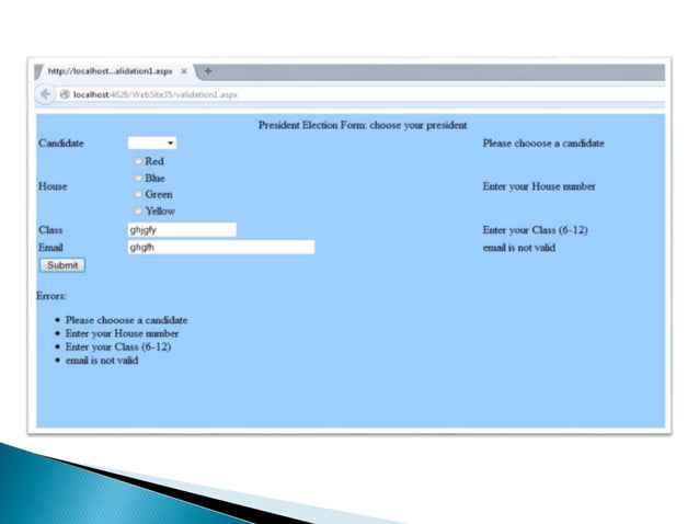 Asp.NET Validation controls | PPTX | Web Design and HTML | Internet