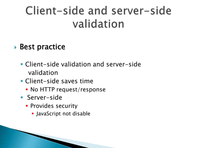 Asp.NET Validation controls | PPTX | Web Design and HTML | Internet
