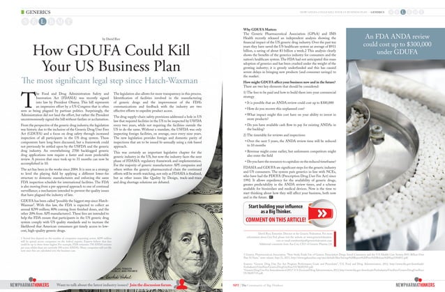 How GDUFA Could Kill Your US Business Plan | PPT
