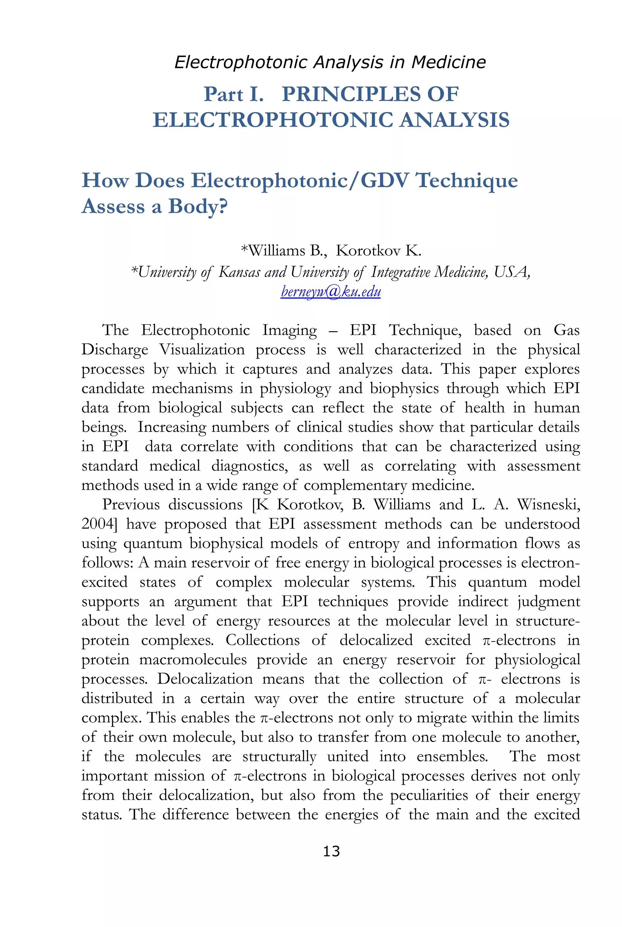Elecro-Photon-Imaging (EPI) in Medicine | PDF