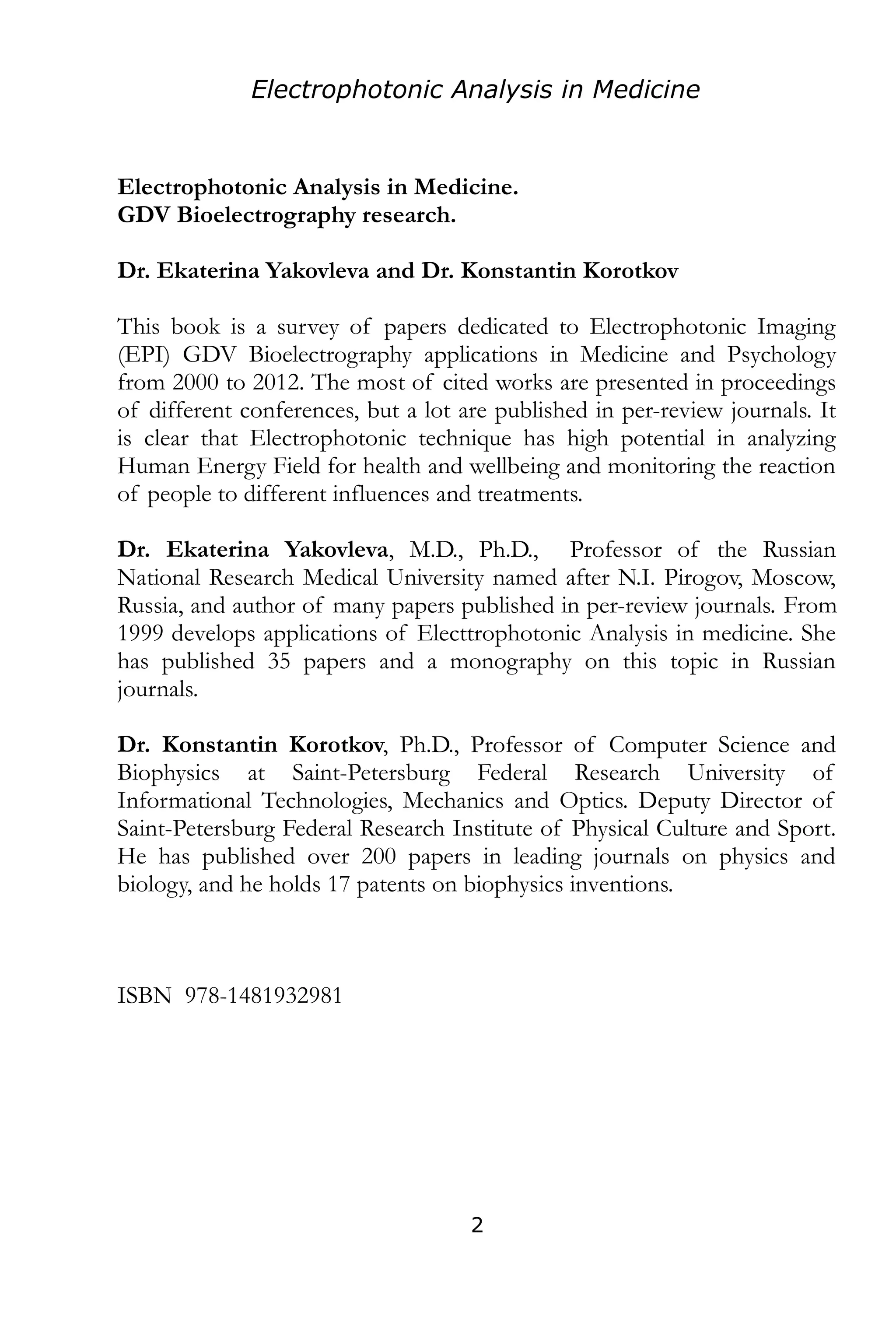 Elecro-Photon-Imaging (EPI) in Medicine | PDF