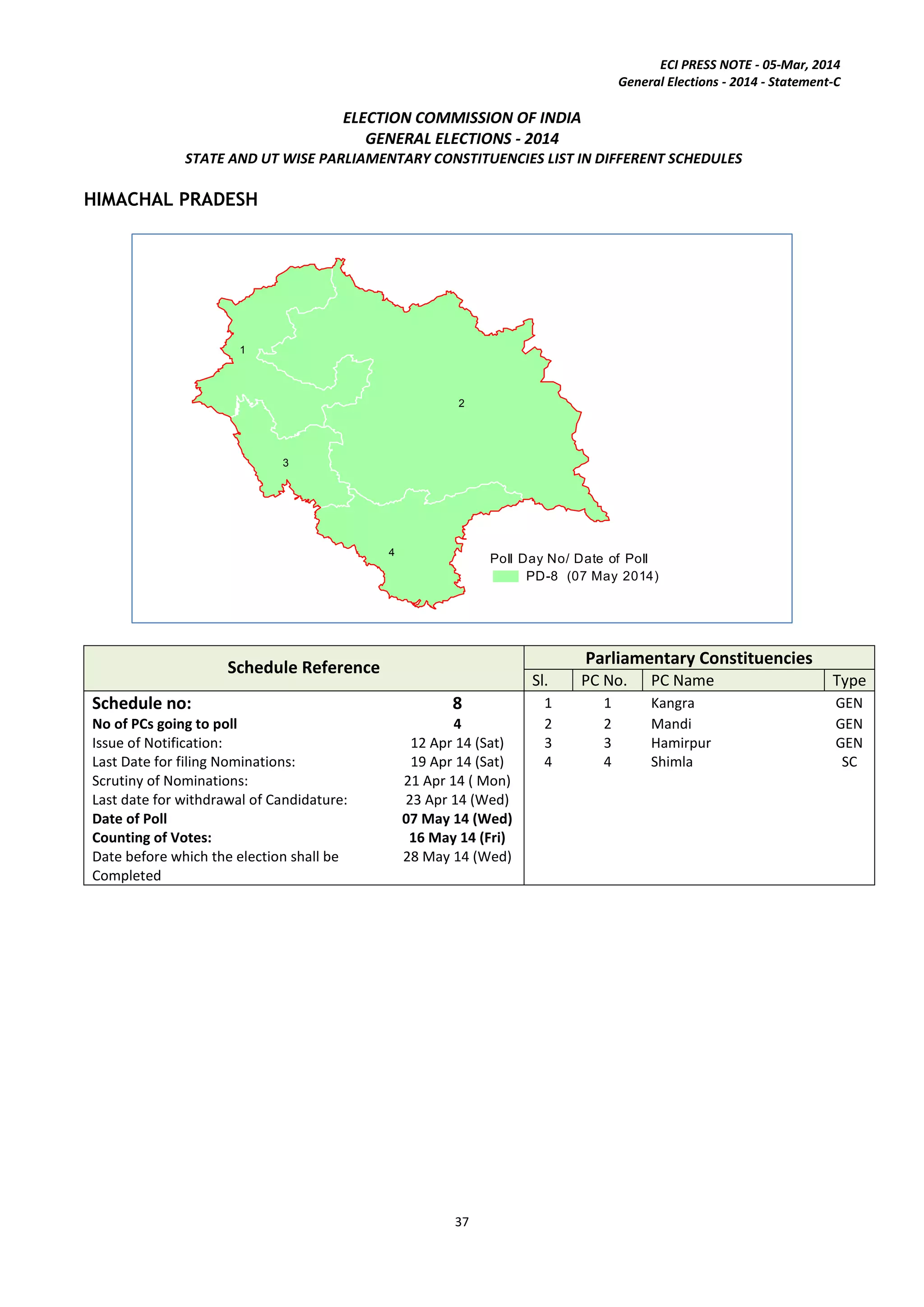 General Election Schedule 2014 color with maps | PDF | Civic affairs ...