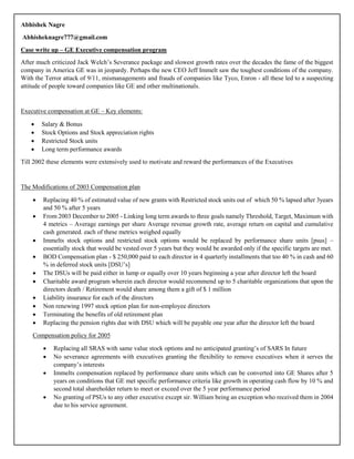 Executive pay system - GE Company - Write up | PDF