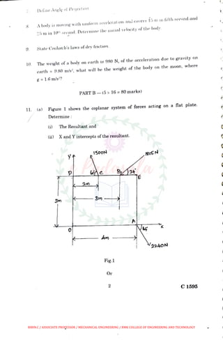 Ge 1151 engineering mechanics anna university april may 2010 - solved ...