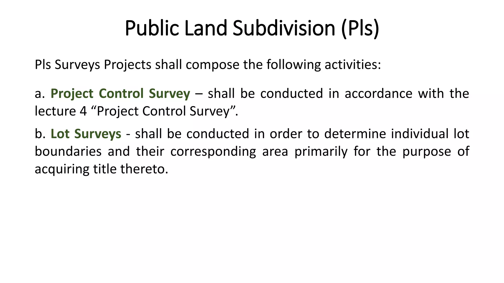 Ge 122 lecture 3 (CADASTRAL AND PUBLIC LAND SUBDIVISION SURVEY) by ...