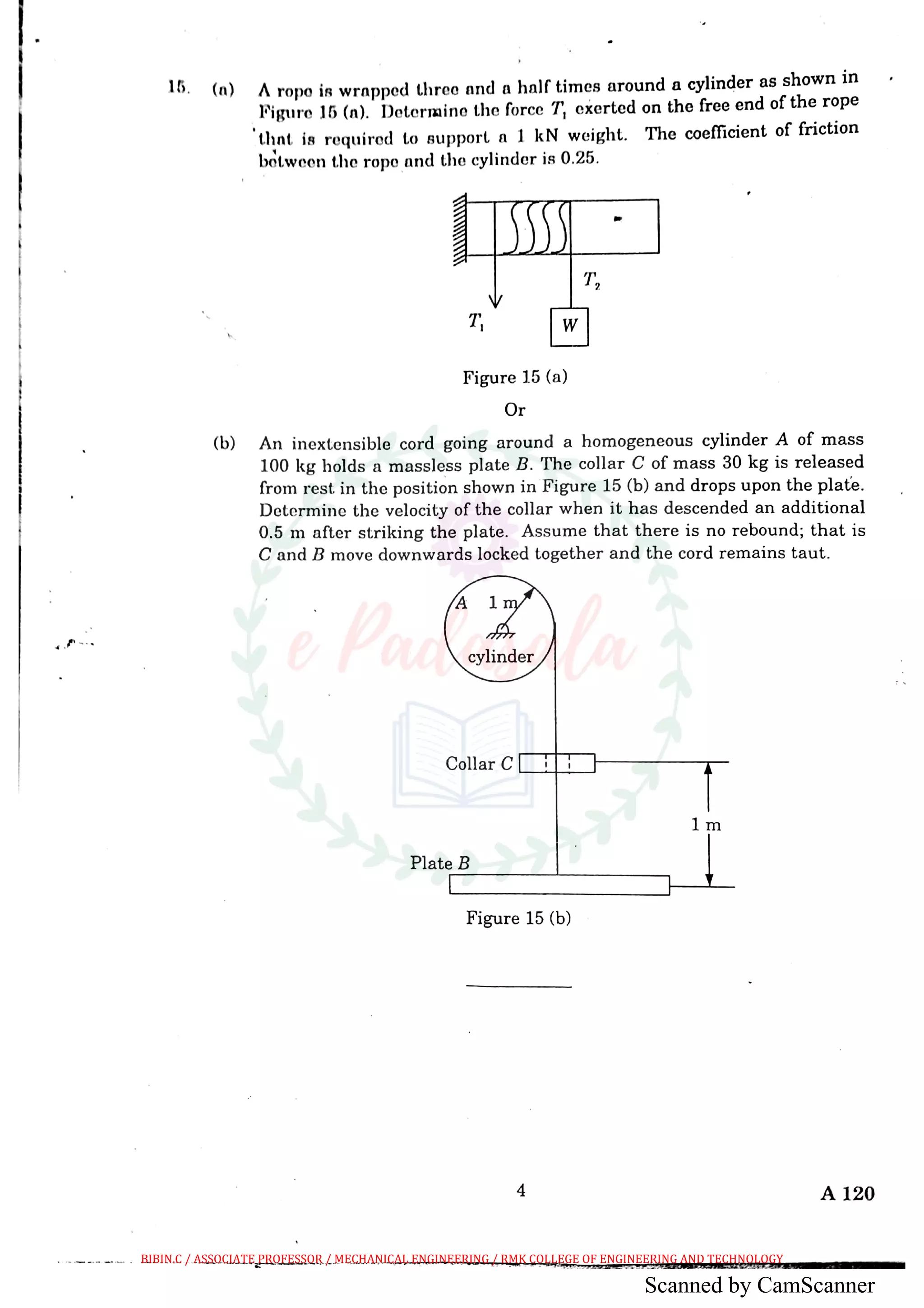 Ge 131 engineering mechanics anna university january 2003 - solved university question paper | PDF