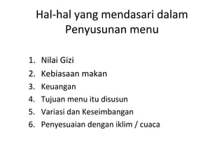 1. perencanaan menu | PPT