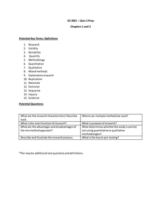 Ge 2021 – quiz 1 prep | PDF
