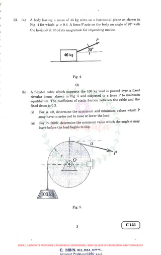 Ge 204 engineering mechanics anna university april may 2009 - solved ...