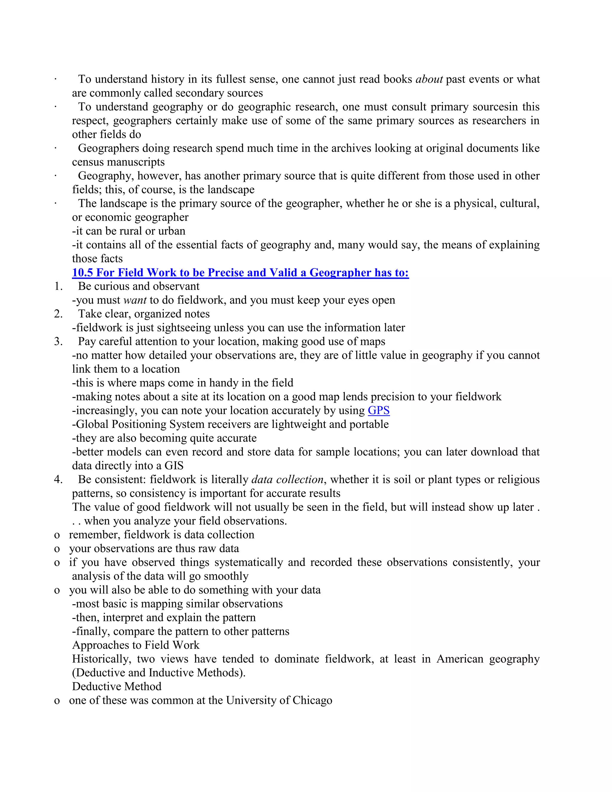 Ge 249 research methods in geography | DOCX