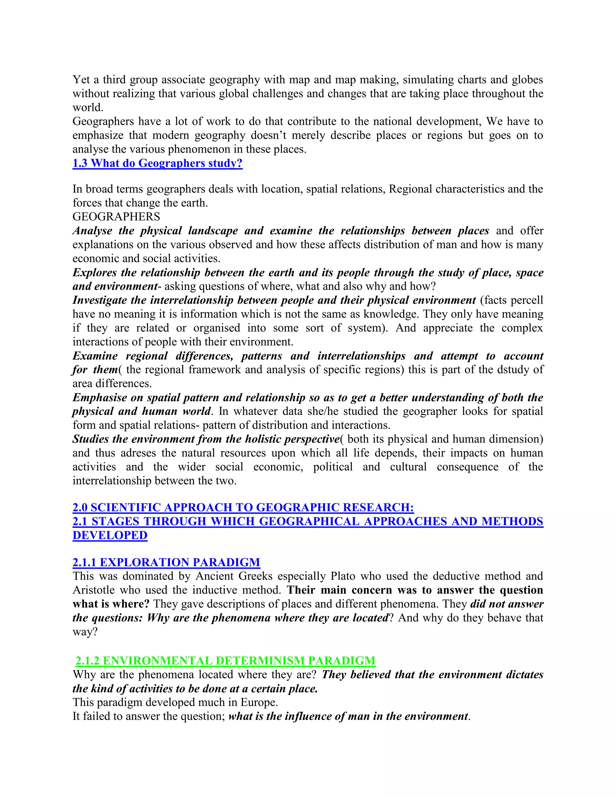 Ge 249 research methods in geography | DOCX