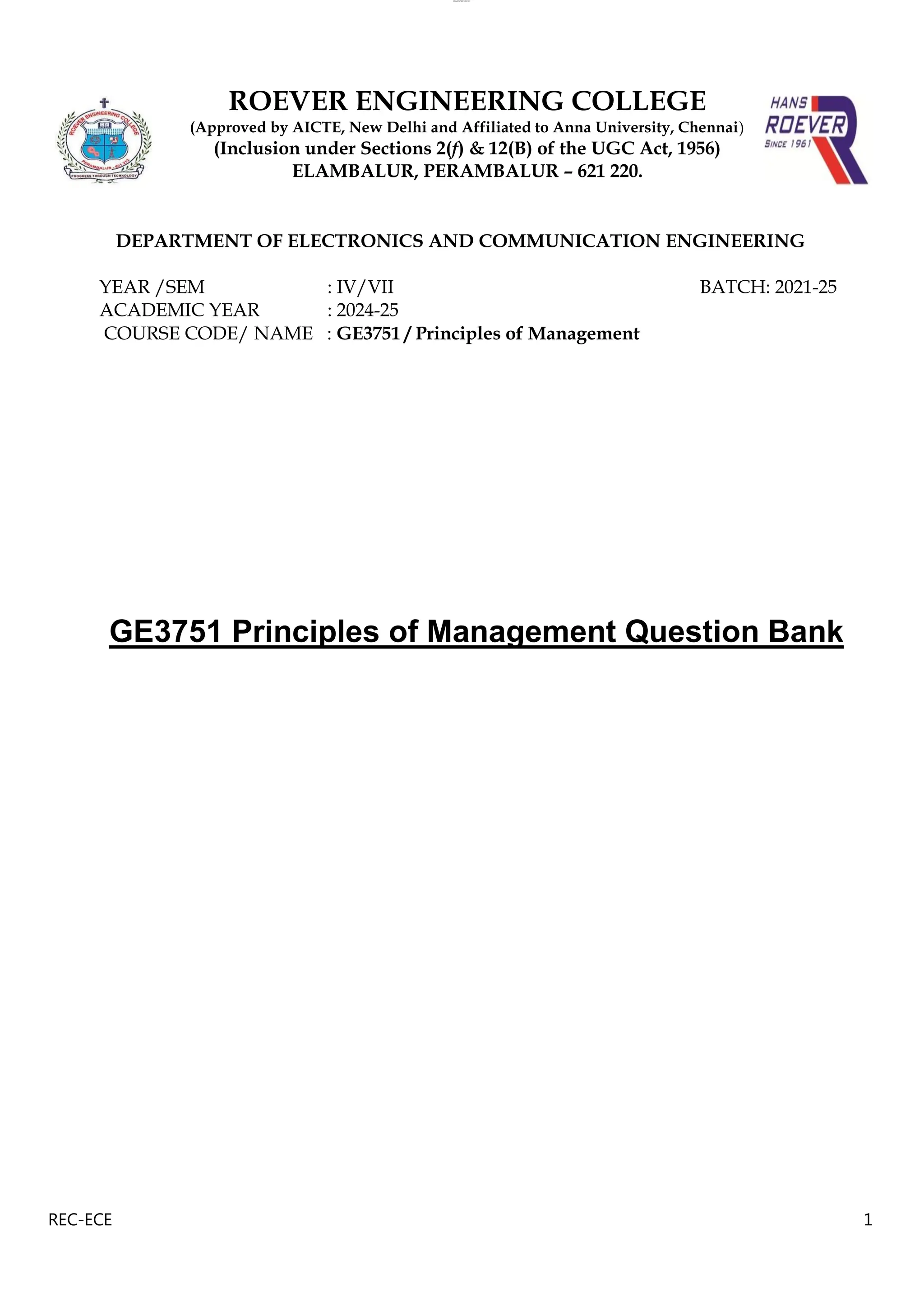 GE3751-POM Question Bank.PDF All Five Units | PDF