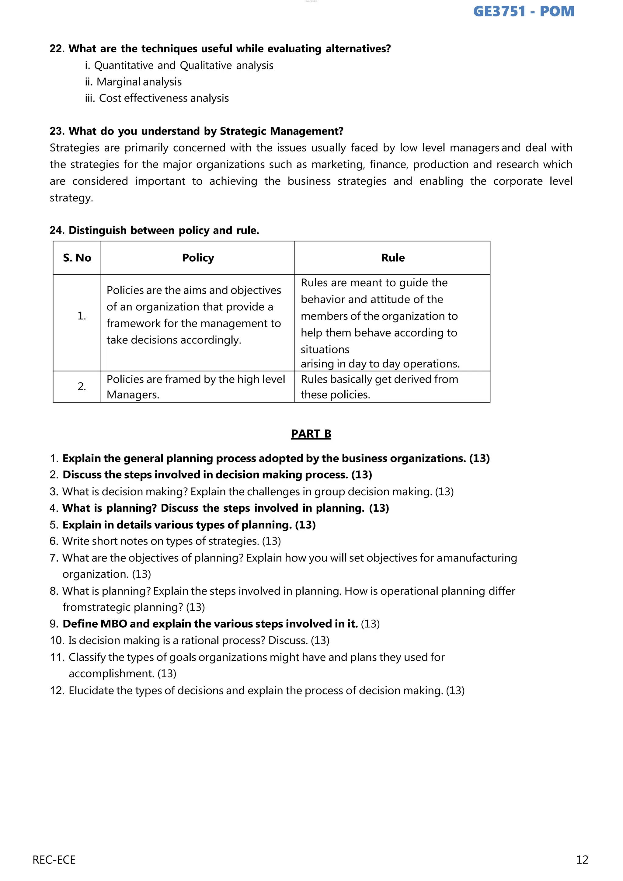 GE3751-POM Question Bank.PDF All Five Units | PDF
