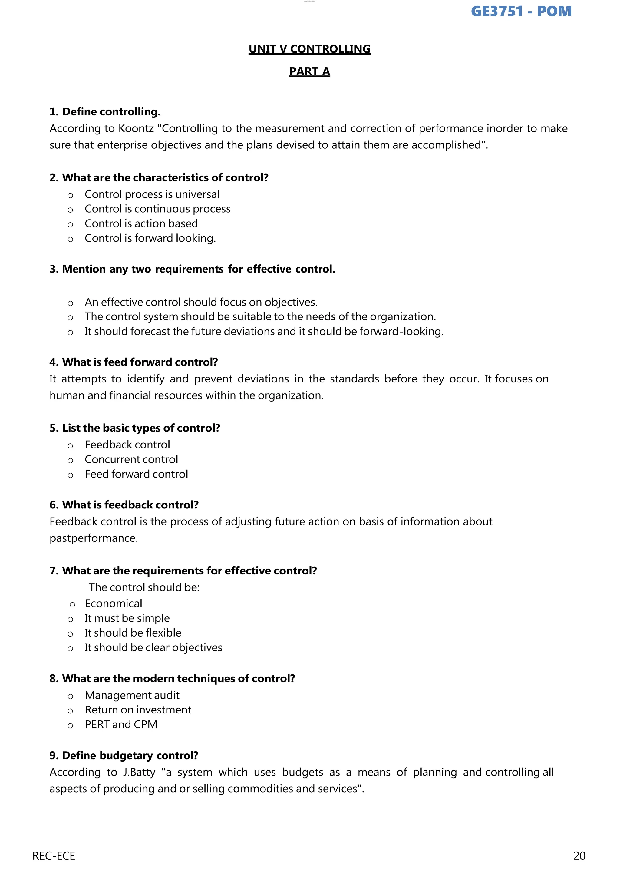 GE3751-POM Question Bank.PDF All Five Units | PDF