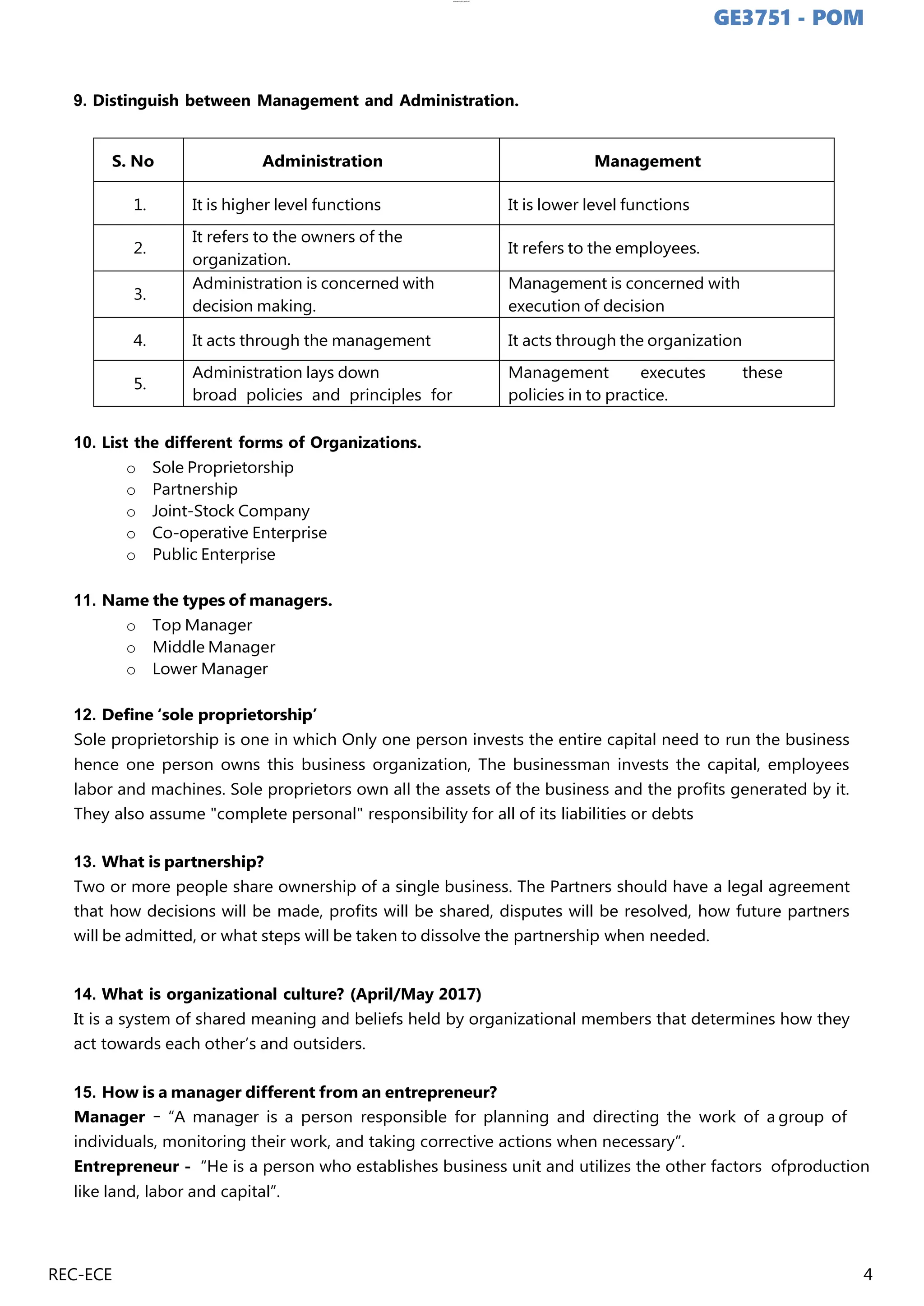 GE3751-POM Question Bank.PDF All Five Units | PDF