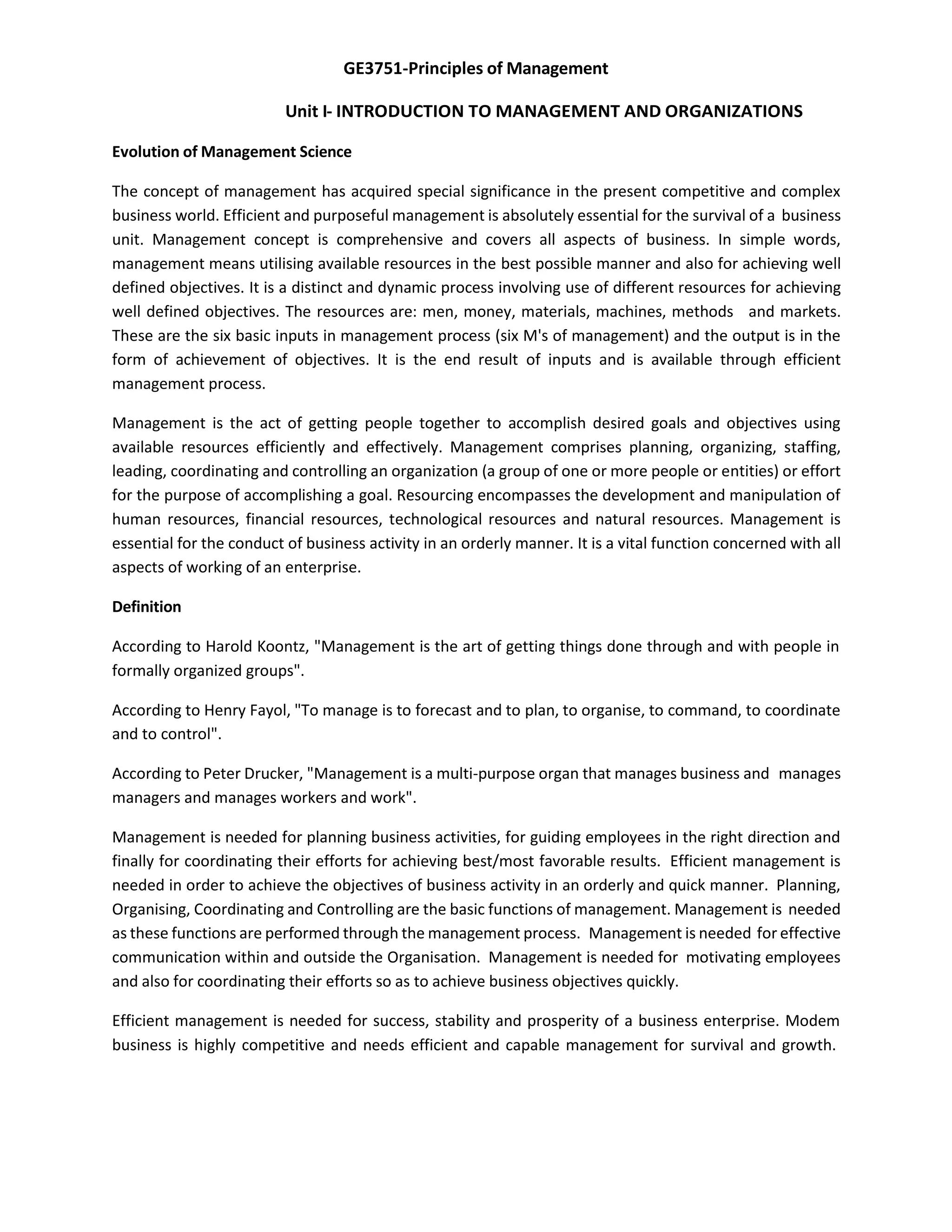 *GE3751-POM Notes.pdf for all Five Units* | PDF