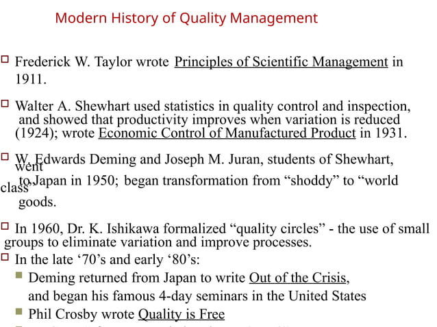 GE3752 Total Quality Management UNIT 1 Notes.pptx | Business | Business ...